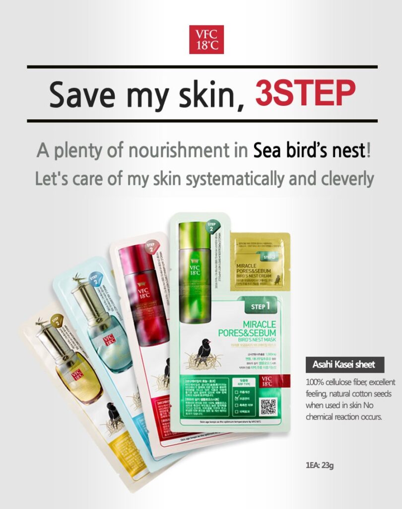 PRIVIA VFC18°C 3STEP MIRACLE AQUA BIRD’S NEST MASK (3 STEP) - Skingensis